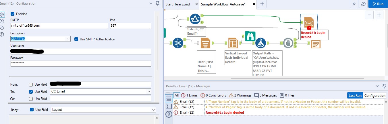 Login Denied using Email Tool - Alteryx Community